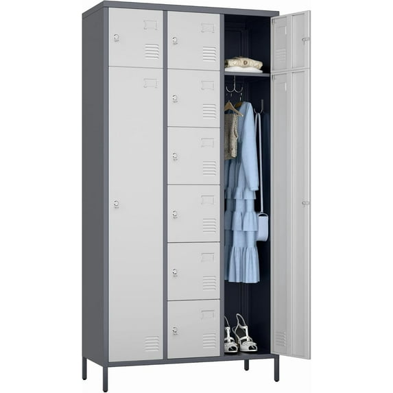 Aobabo Metal Lockable Storage Locker 8 Small Doors and 2 Big Doors ...