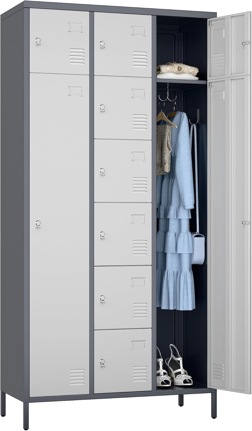 Aobabo Metal Lockable Storage Locker 8 Small Doors and 2 Big Doors ...