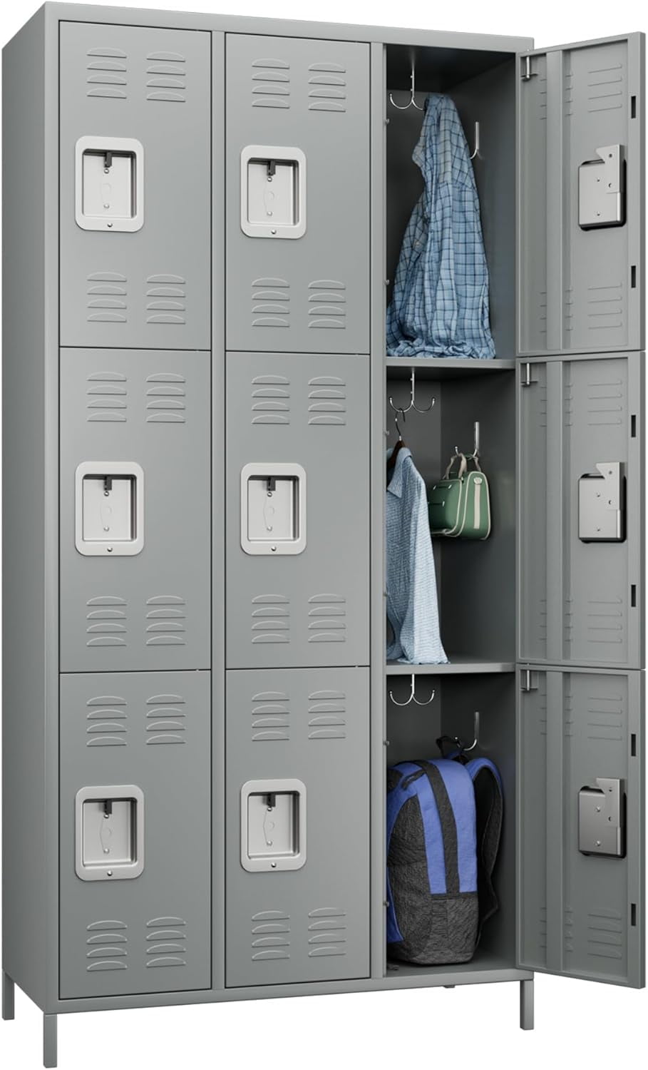 Aobabo Metal Office Storage Lockers, 9 Lockable Door Locker, 72 Inch ...
