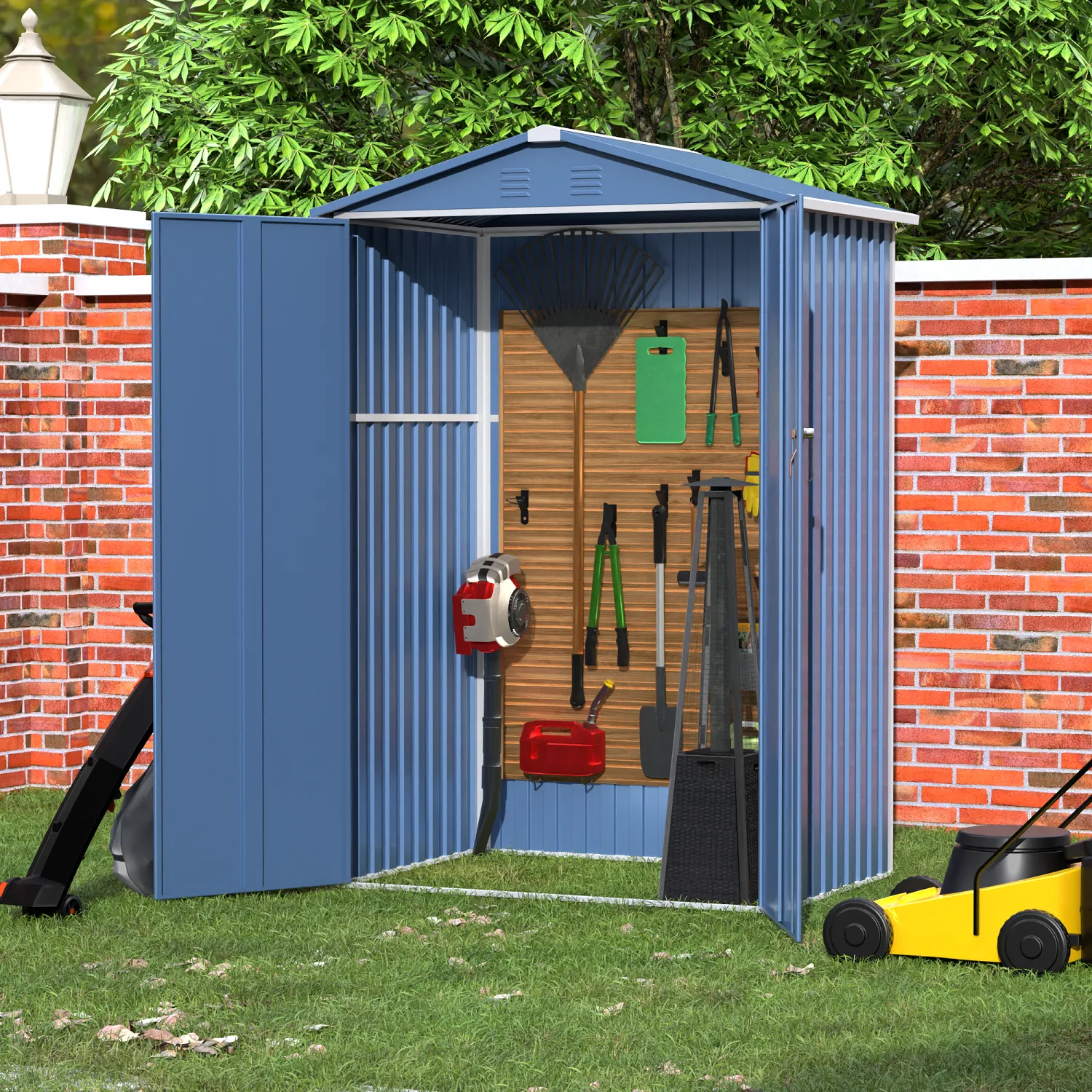 Aobabo 4x3FT Metal Storage Shed with Lock, Outdoor Utility Tool House ...