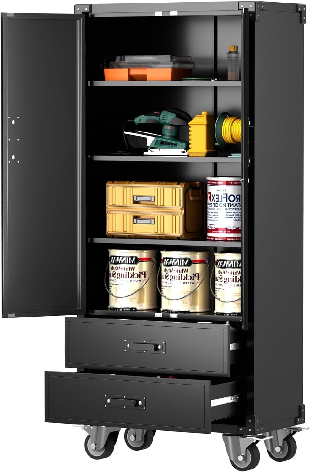 Aobabo Locking Metal Storage Cabinet, 2 Drawers, Adjustable Shelves ...