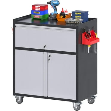 Aobabo Metal Storage Cabinet with Wheels, Steel Lockable Cabinet with ...