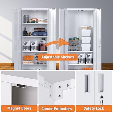 IKIMI Tall Storage Cabinet with Wheels, Rolling Metal Garage Cabinets ...