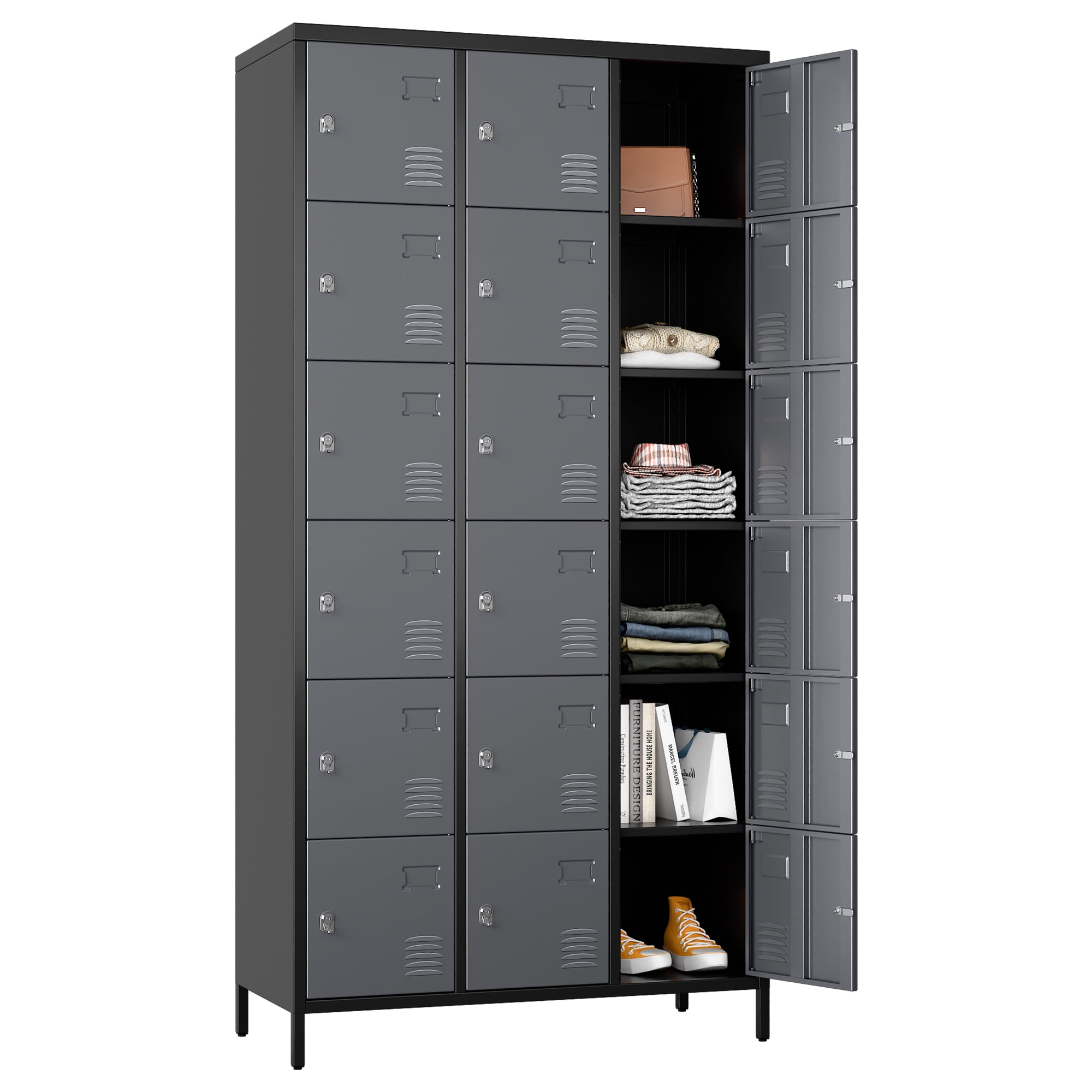 Aobabo Metal Storage Locker for Employees,18 Doors Storage Locker for ...