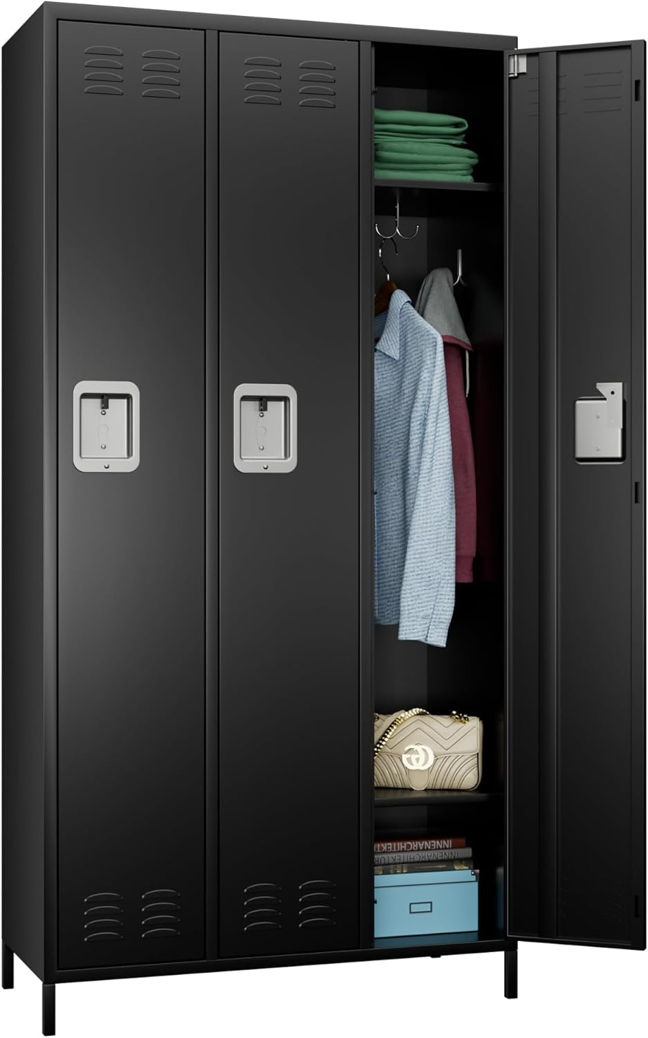 Aobabo Metal Storage Locker for Office Gym Bedroom Dormitory,3 Doors ...