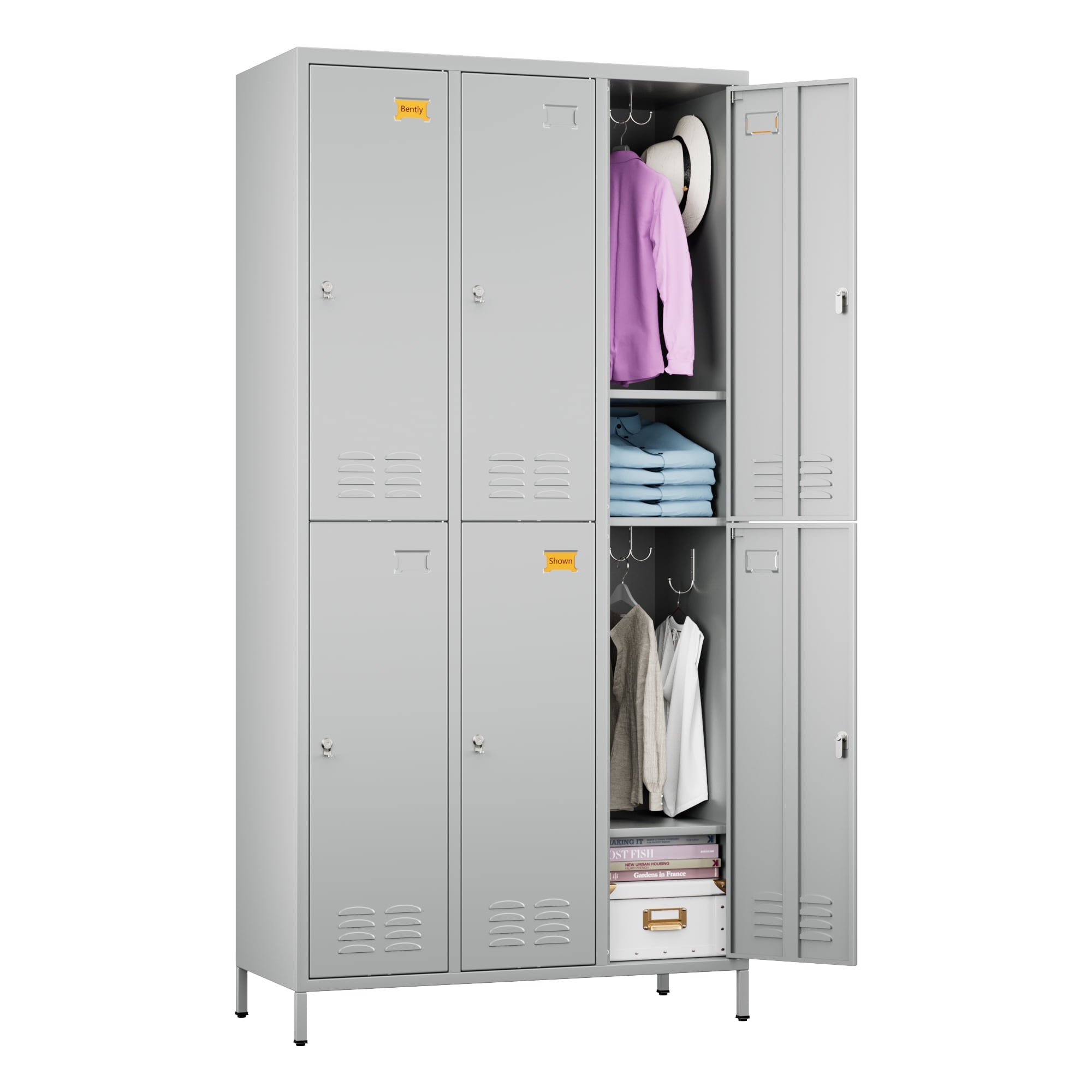 Aobabo Metal Storage Locker for Office Gym Dormitory, 6 Doors Steel ...