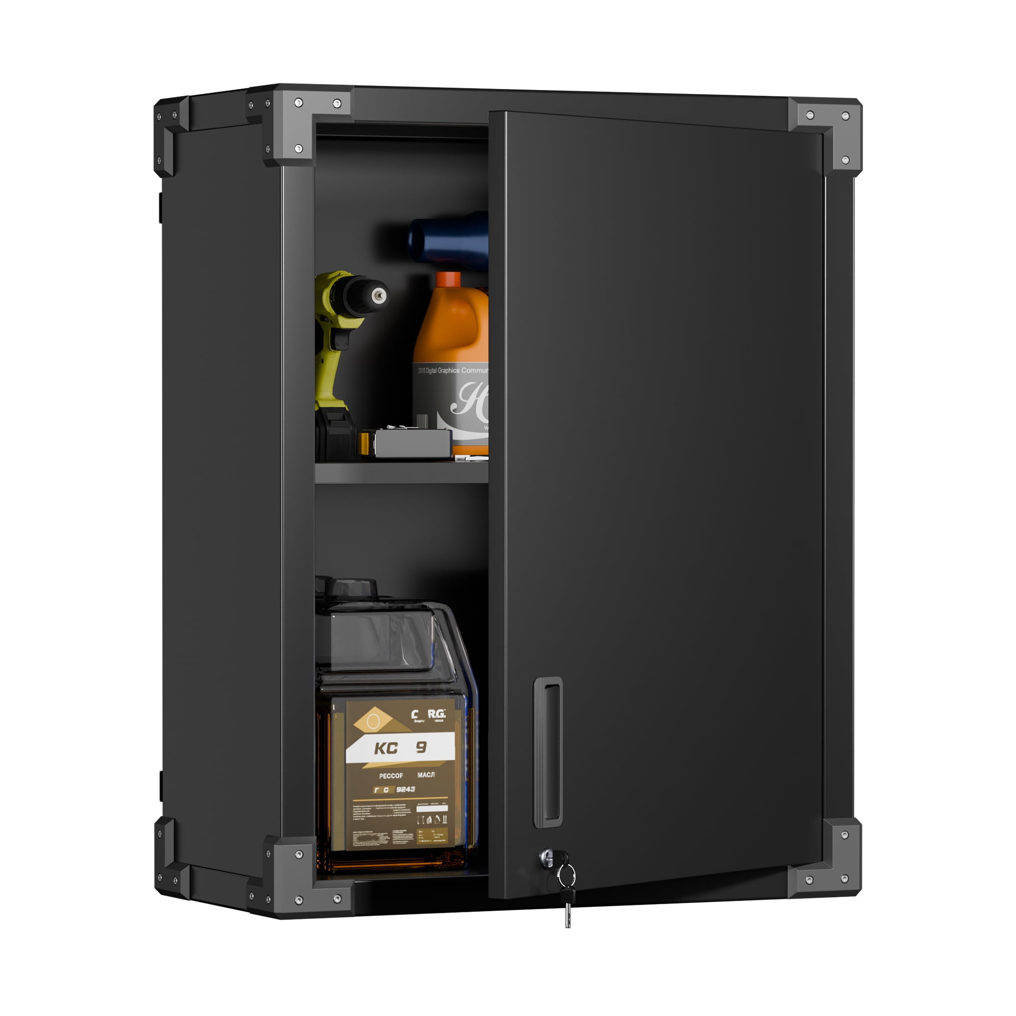 Aobabo Metal Wall Cabinet with Door, Lock and Adjustable Shelf, Metal ...