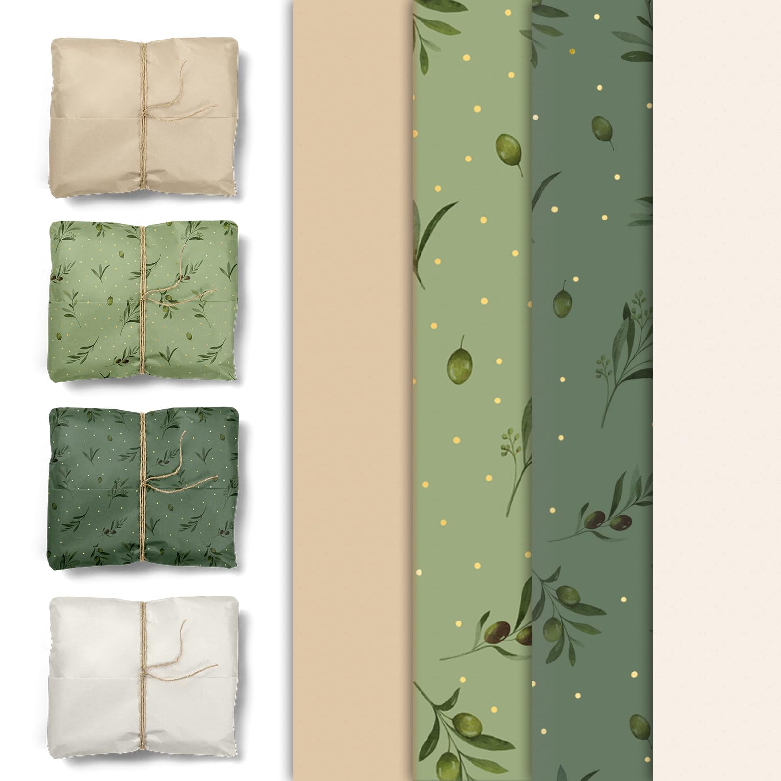 Aobkiat 24PCS Christmas AJH3 Green Brown Gift Wrapping Paper Family ...