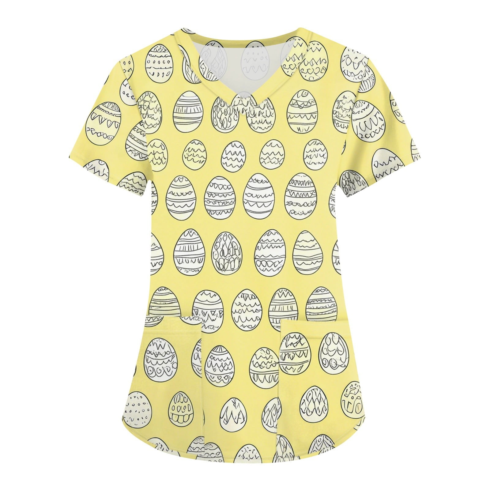 Aobliss Easter Scrubs Tops Women Plus Size Bunny Egg Hunt Graphic ...
