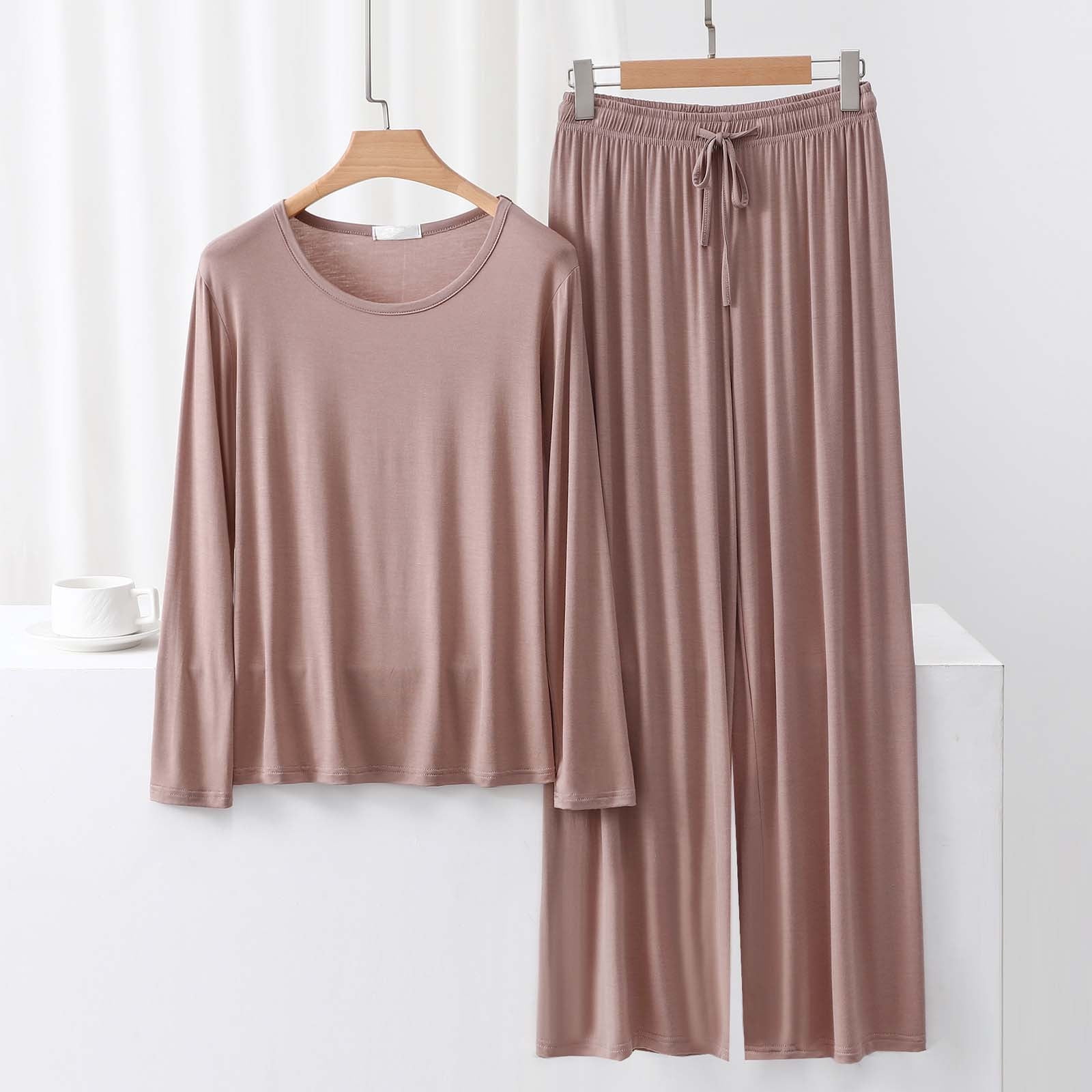 Aobny 2 Piece Christmas Pajamas for Women Modal Loungewear Sets Yellow ...