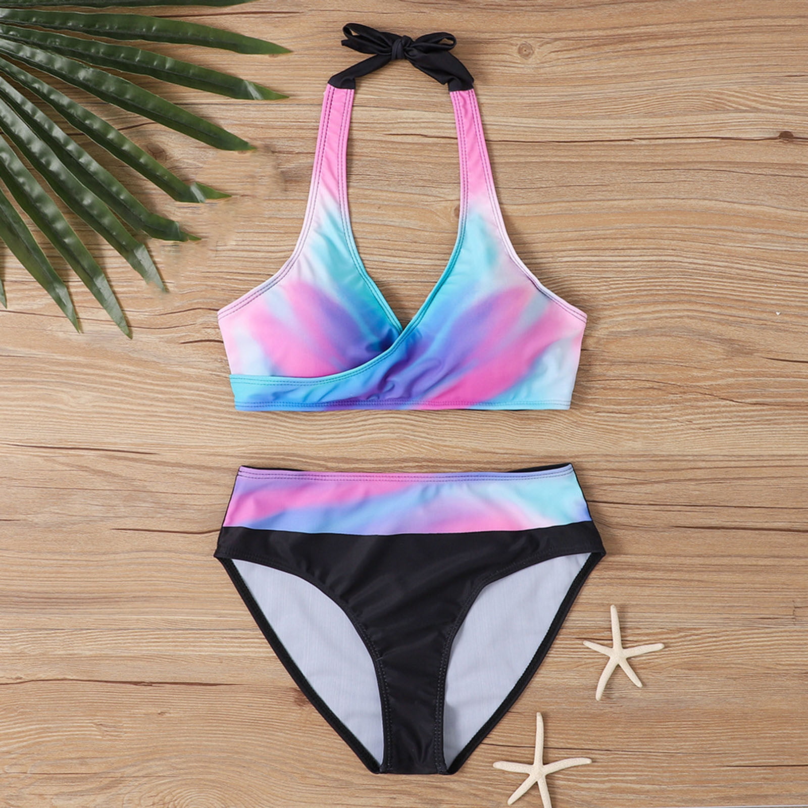 Aobny 2 Piece Vintage Women's Swimsuit Sets Purple Plus Size Swimwear ...