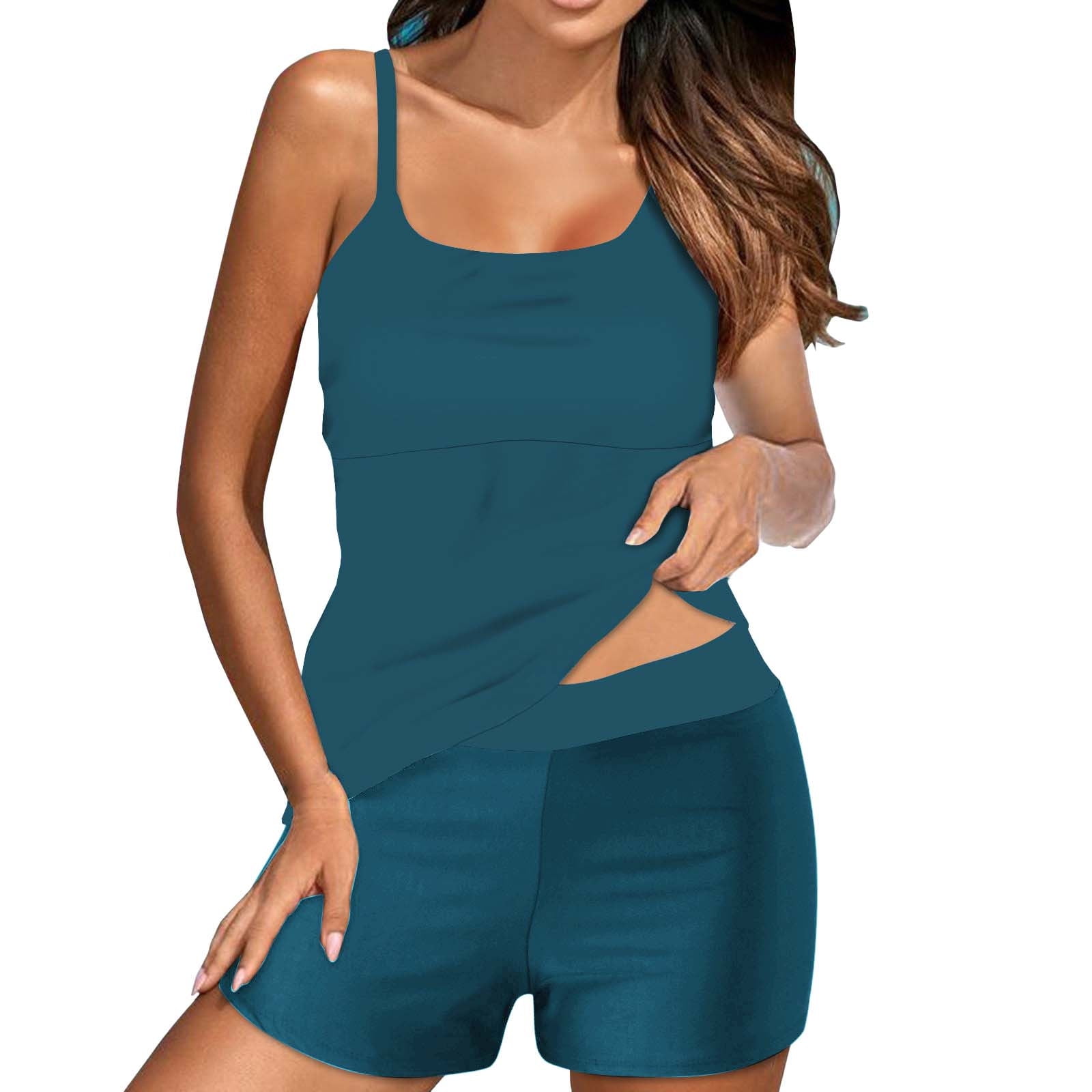 Aobny 2 Piece Woman Bathing Suits Blue Modest Women's Swimsuit Sets ...