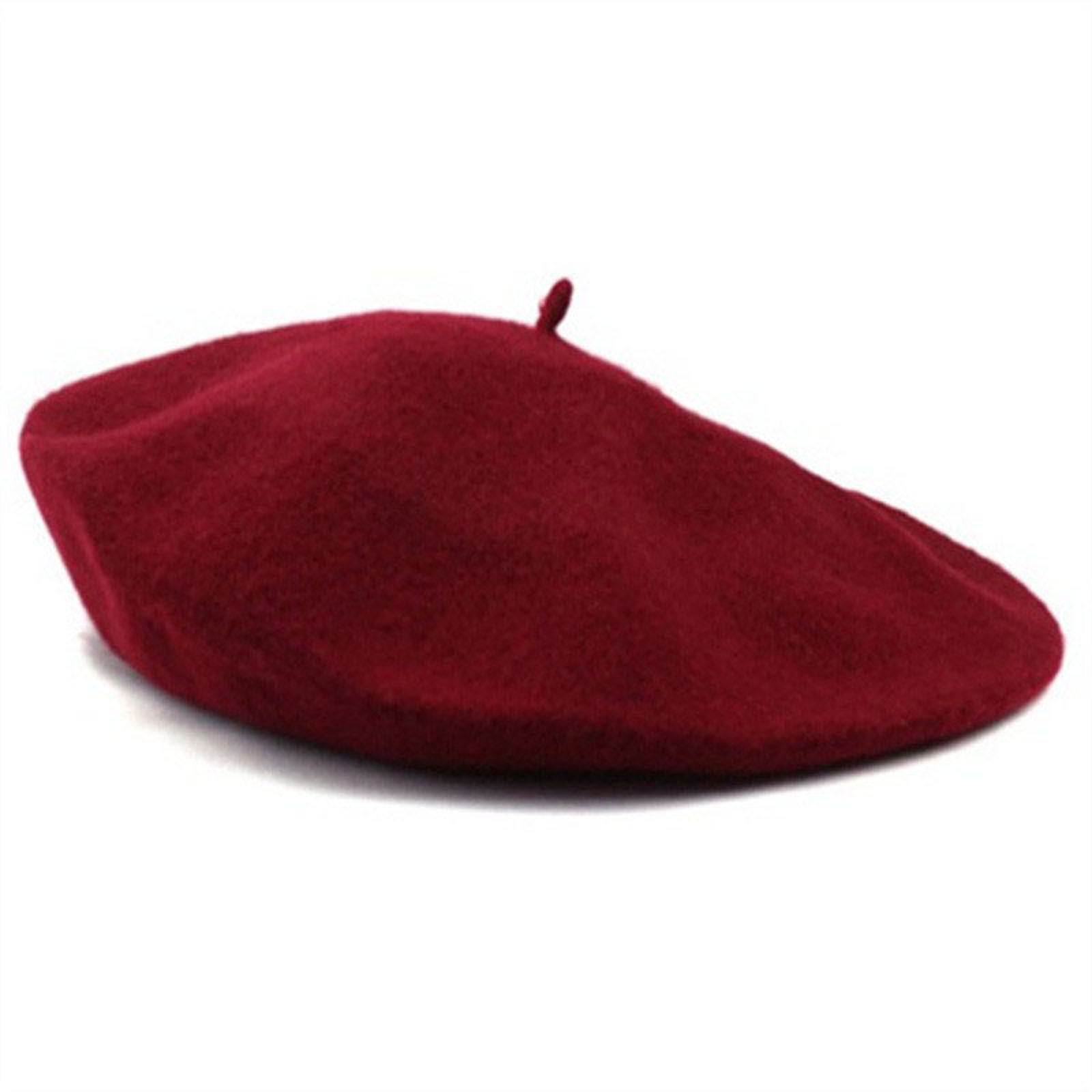 Aobny 2024 Womens Hats Red Vintage Solid Fitted French Beret Beret Cozy ...