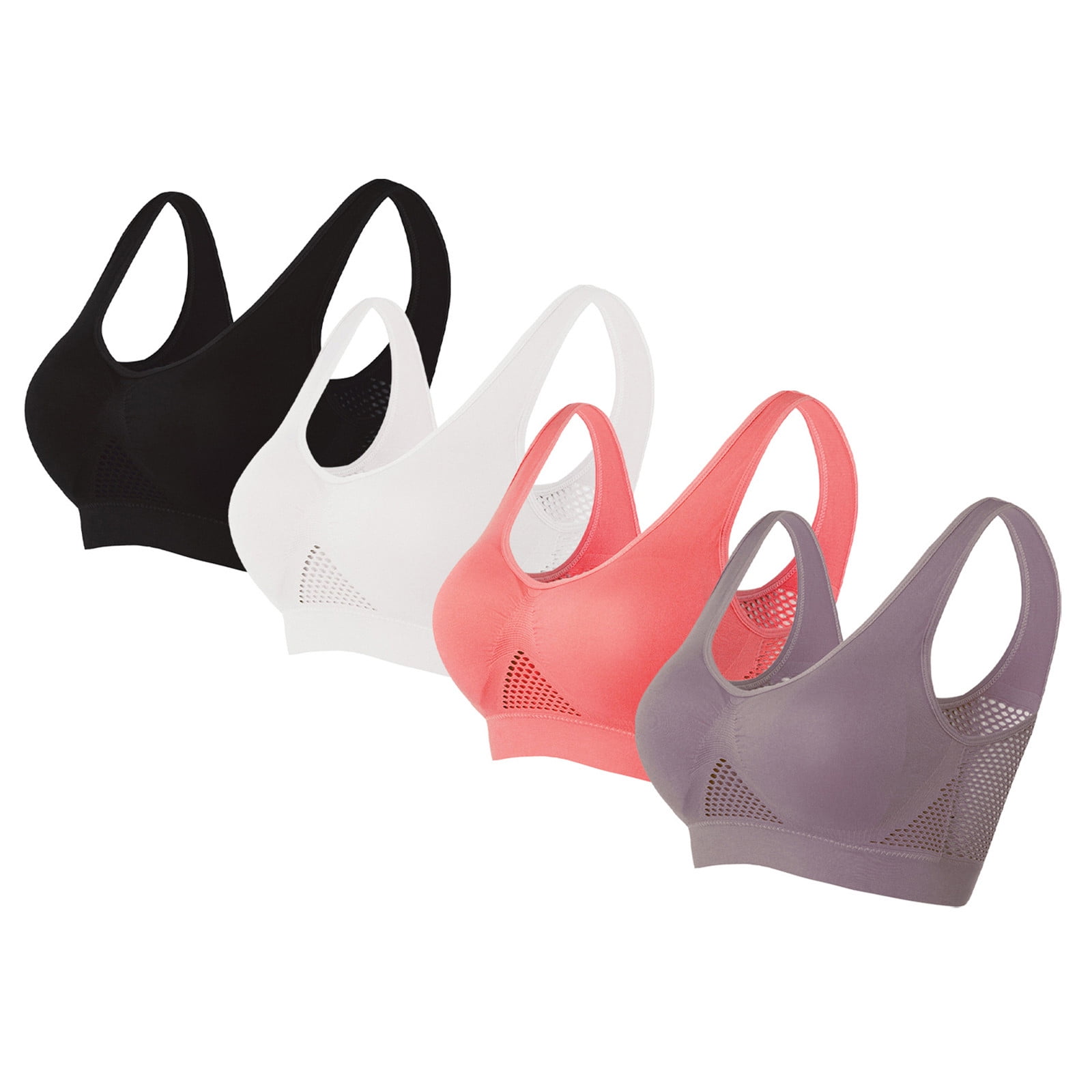 Aobny 4 Pack Supportive Women's Plus Bras Sport Underwear Back ...