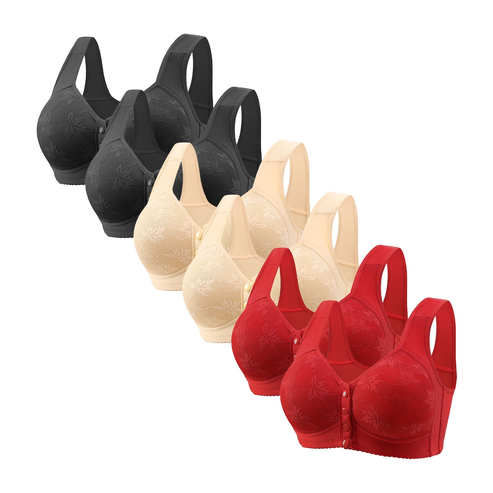 Aobny Beige Comfort Bras for Women's Bralette 6 Pack Underwear Front Minimizer Lace Brassieres ...