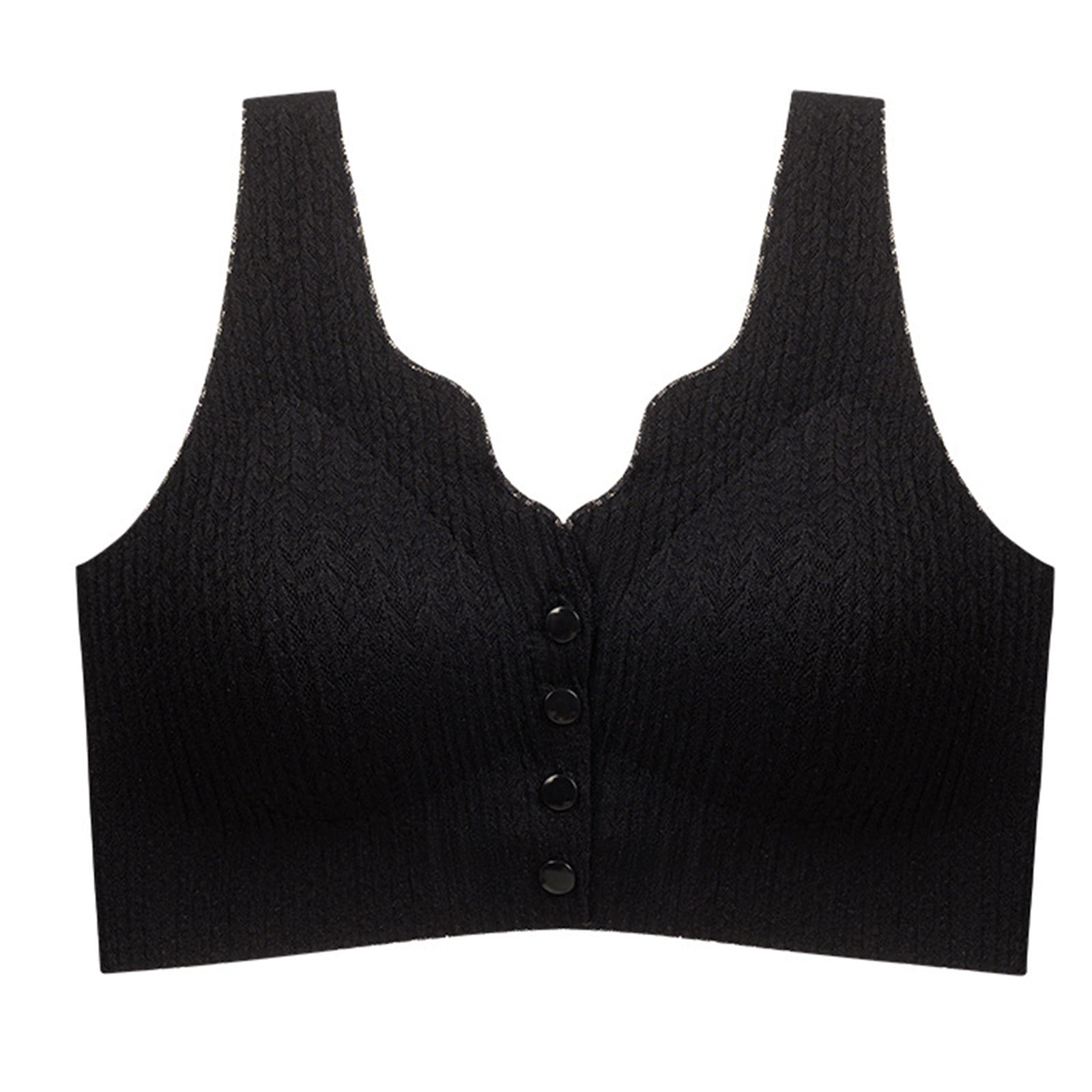 Aobny Black Womens Bras No Underwire Front Clasp T-Shirt M-3XL Nylon ...