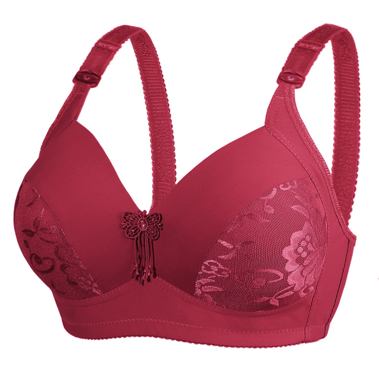 Aobny Comfortable Bras for Women's Nylon Lace Red Bras Floral Bralette ...