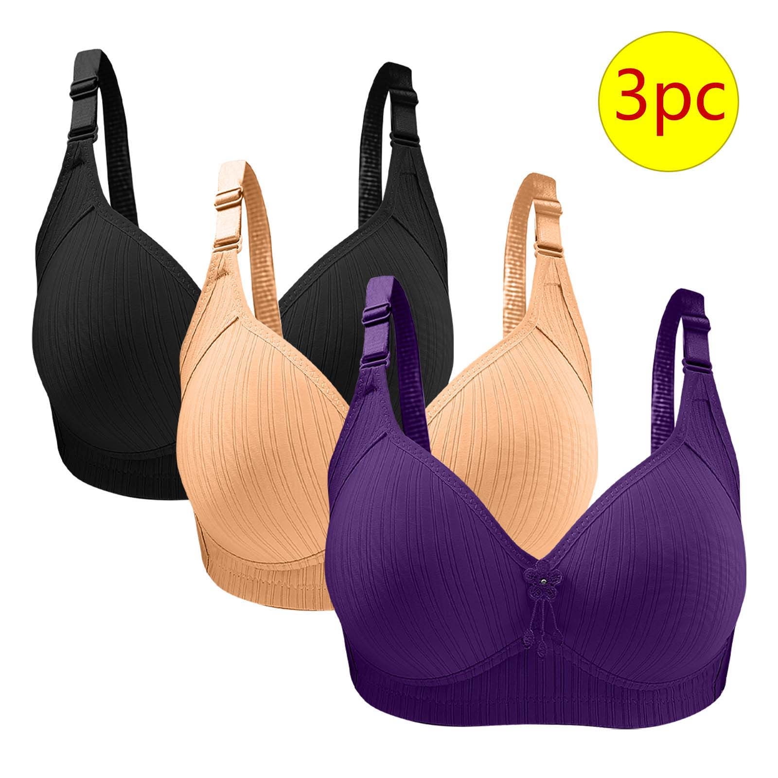 Aobny Comfortable Bras for Women's Plus 3 Pack Purple Bralette ...