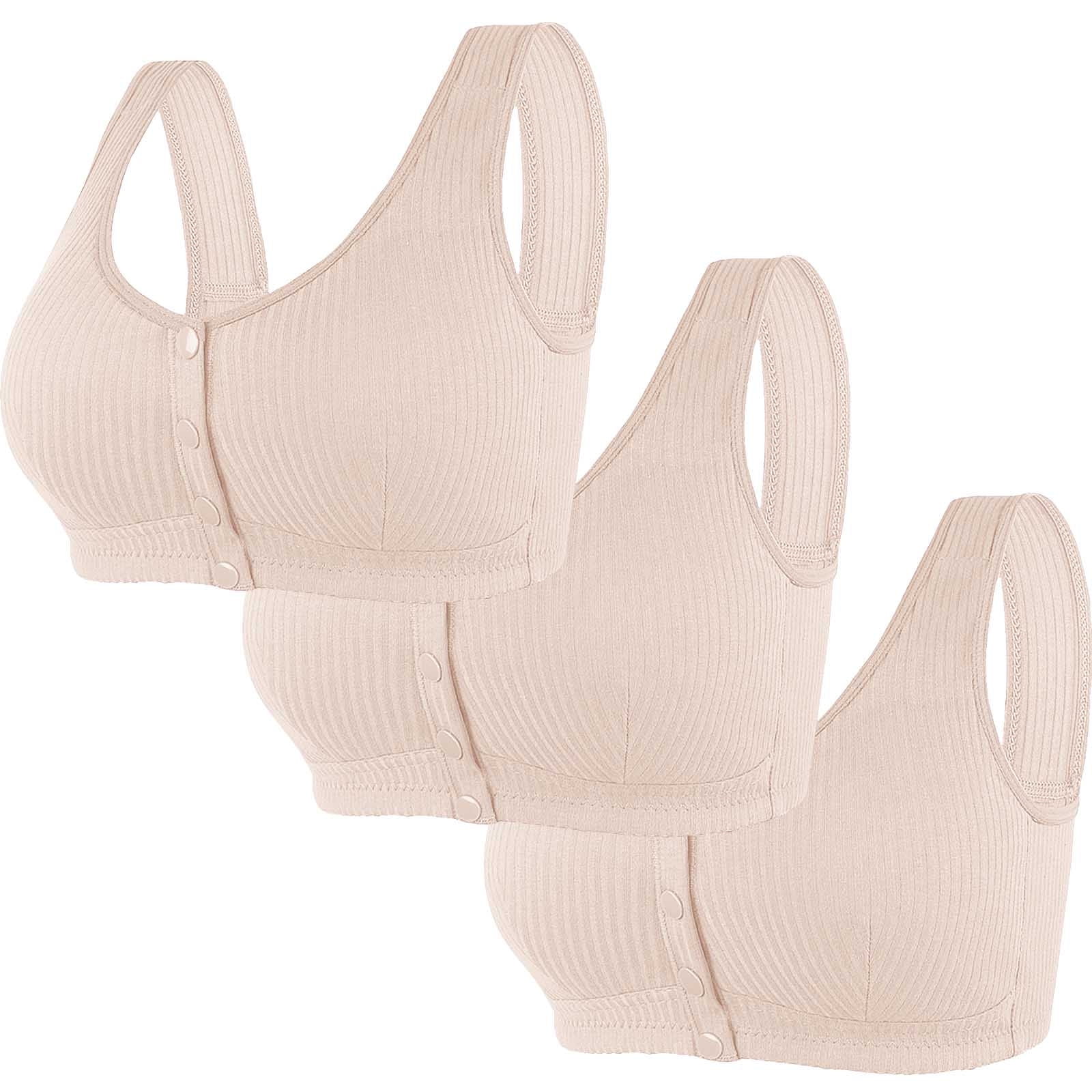 Aobny Comfy Bras for Women's Plus Nylon Beige 3 Pack Brassieres ...