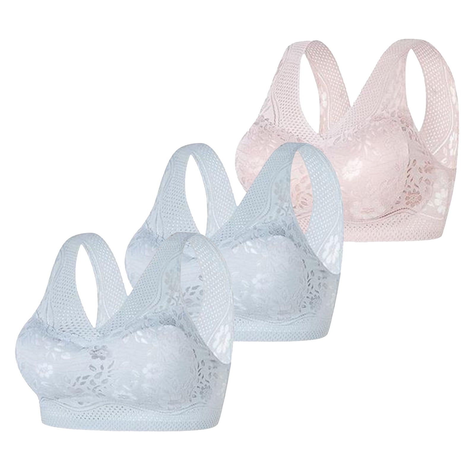 Aobny Confidence Women's Bras Blue Nylon 3 Pack Underwear Bralette ...