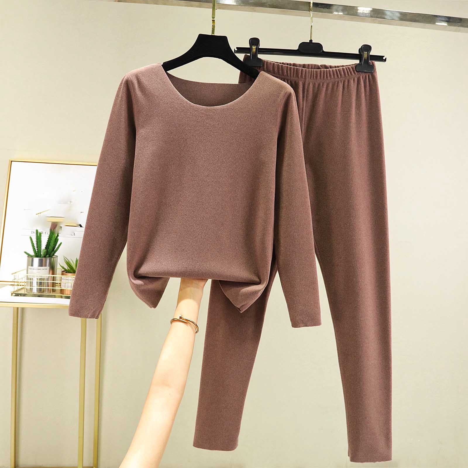 Aobny Cozy Matching Family Outfits Brown Cotton Women's Plus Pj Sets ...