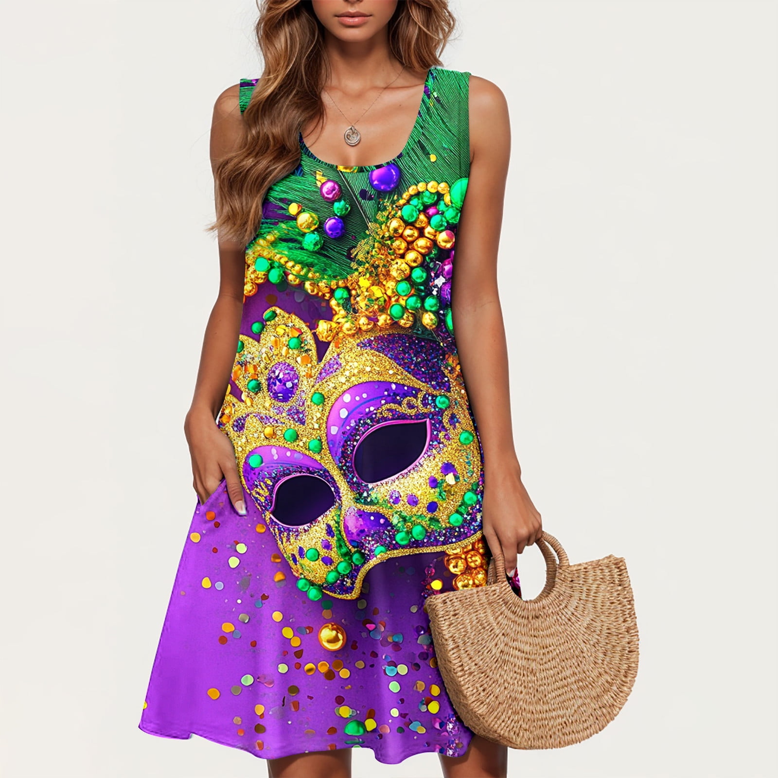 Aobny Cute Spring Dresses for Women Special Occasion Purple Colorful ...