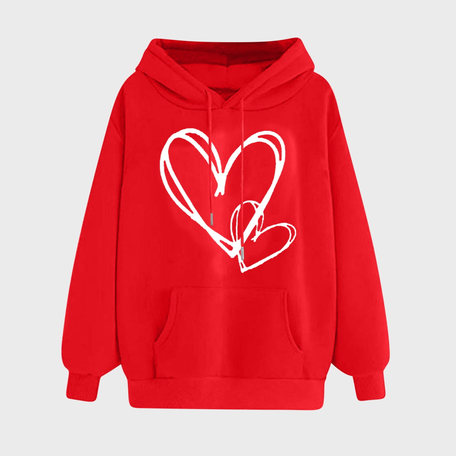 Aobny Cute Trendy Womens Sweatshirts Red Hoodies Long Sleeve Heart ...