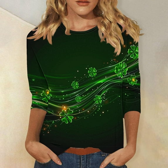 Aobny Fall Blouses for Women St Patrick's Loose Fit Tshirts Pullover ...