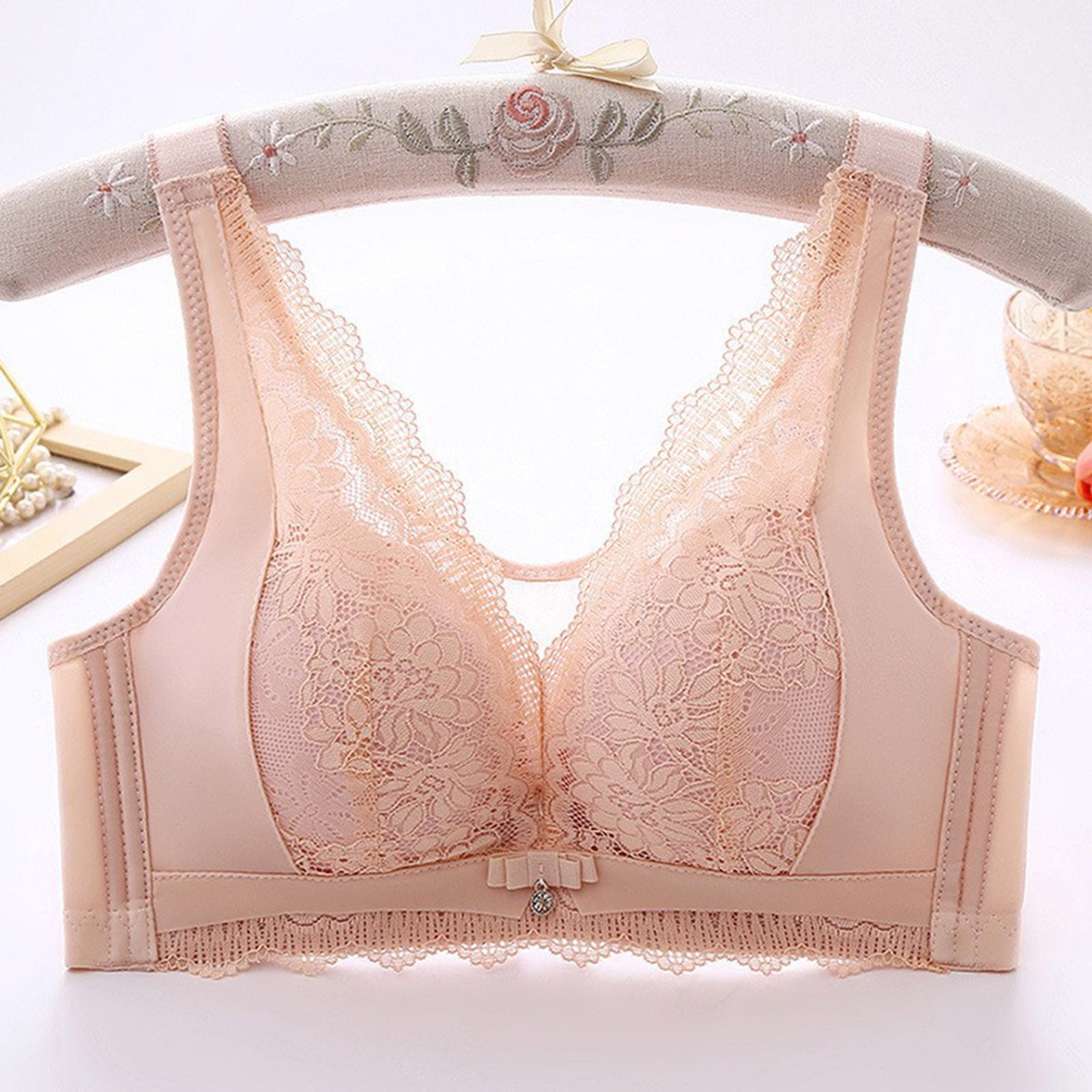 Aobny Fashion Women's Plus Bras Sleeping Pink Nylon Underwear No ...