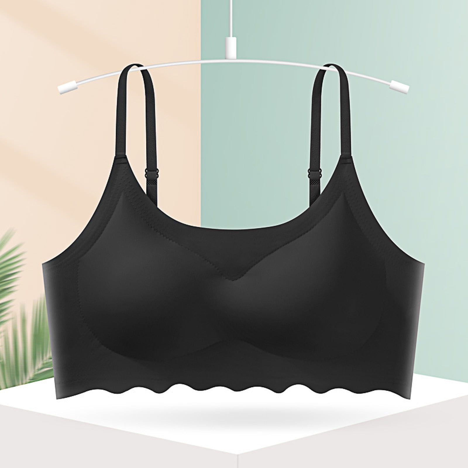 Aobny Fitted Women's Bras Nylon Black Full Coverage Bras Solid Seamless ...