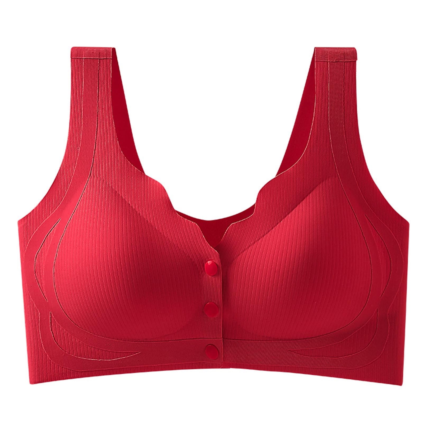 Aobny Front Closure Comfort Bras for Women's Nylon Red Brassieres Full ...