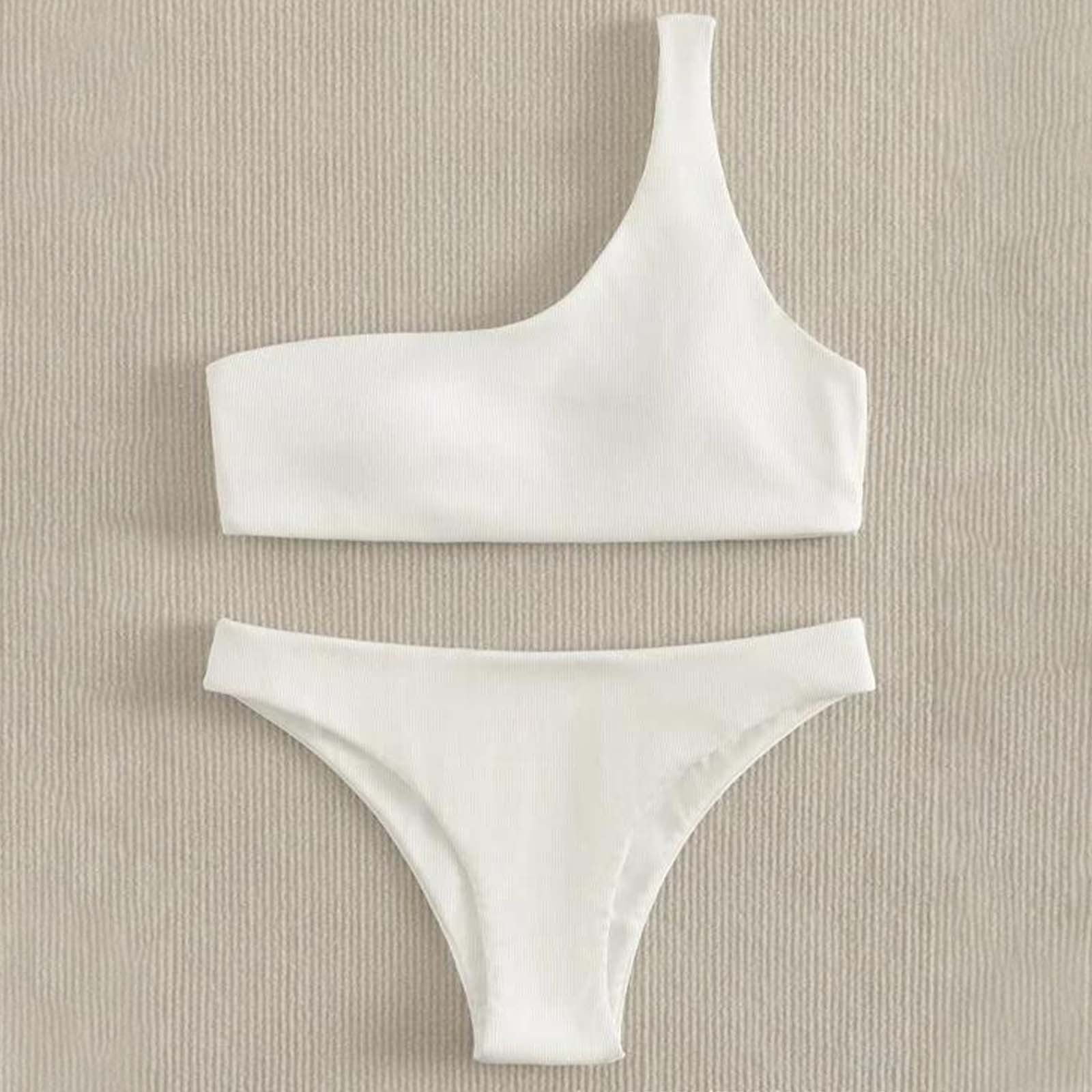 Aobny Full Coverage Flattering Women's Swimsuit Sets White 2 Piece ...