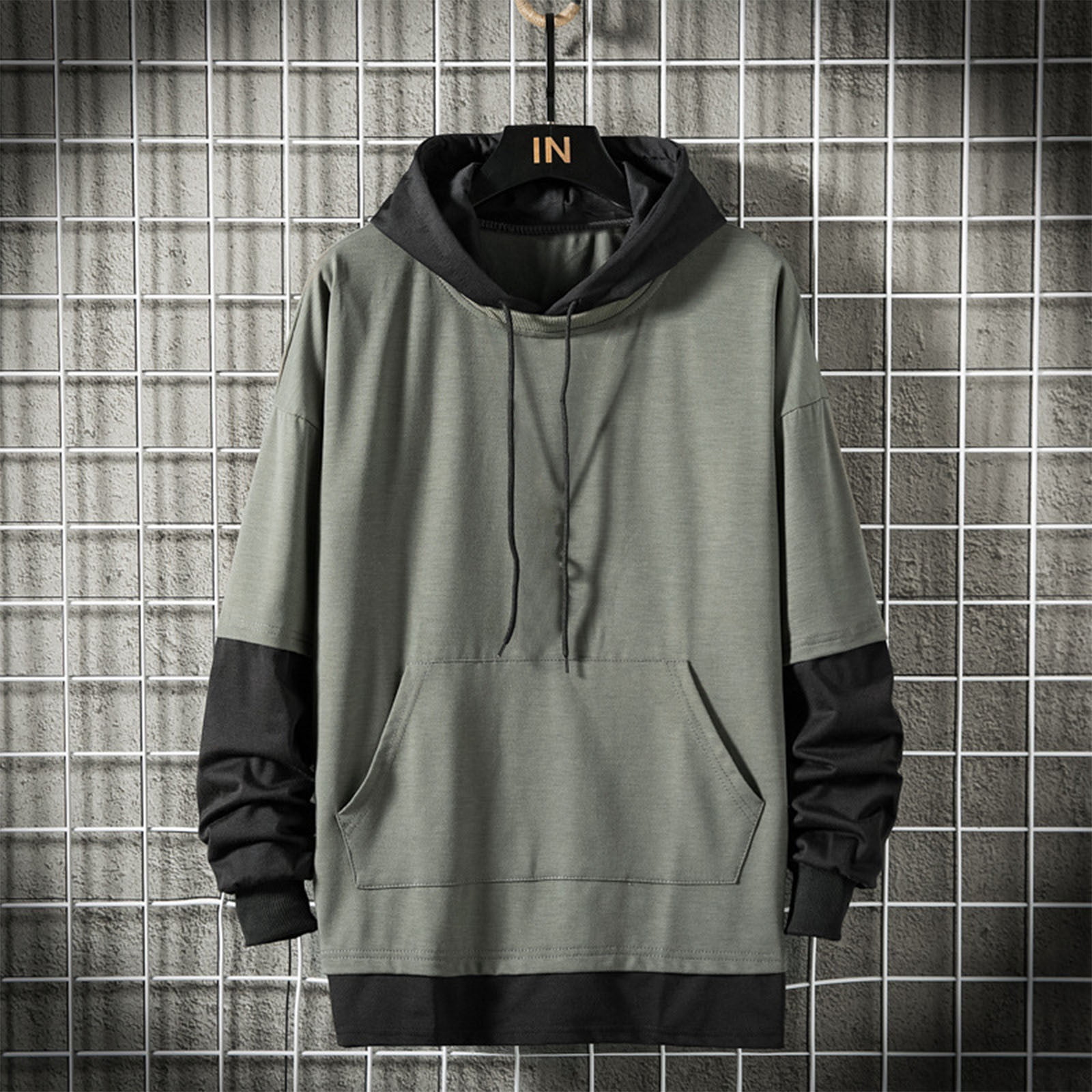 Aobny Going Out Tops Oversized Pocket Long Sleeve Gray Tees Big & Tall ...