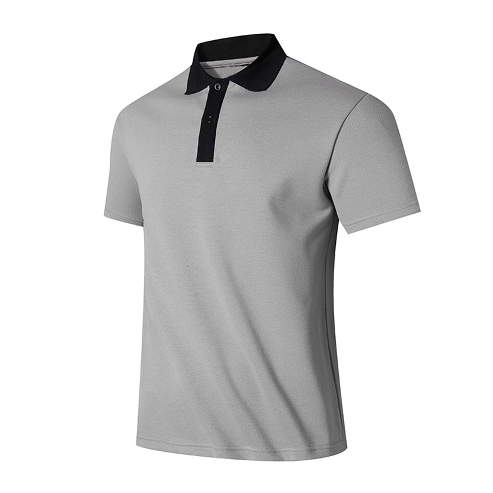 Aobny Gray Mens Work Shirts Collared Golf Short Sleeve Button Tshirts ...
