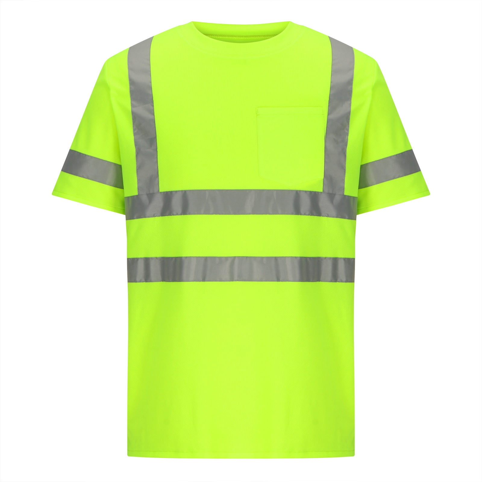 Aobny Hi-Vis Tshirt for Men Reflective Construction Tshirts Crew Neck ...