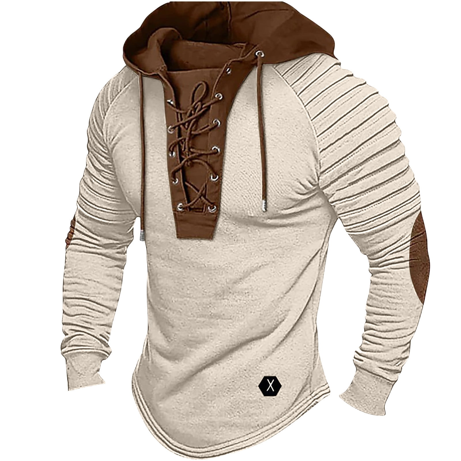 Aobny Hooded Polo Hoodie White Cowboy Vintage Streetwear Men Fall ...
