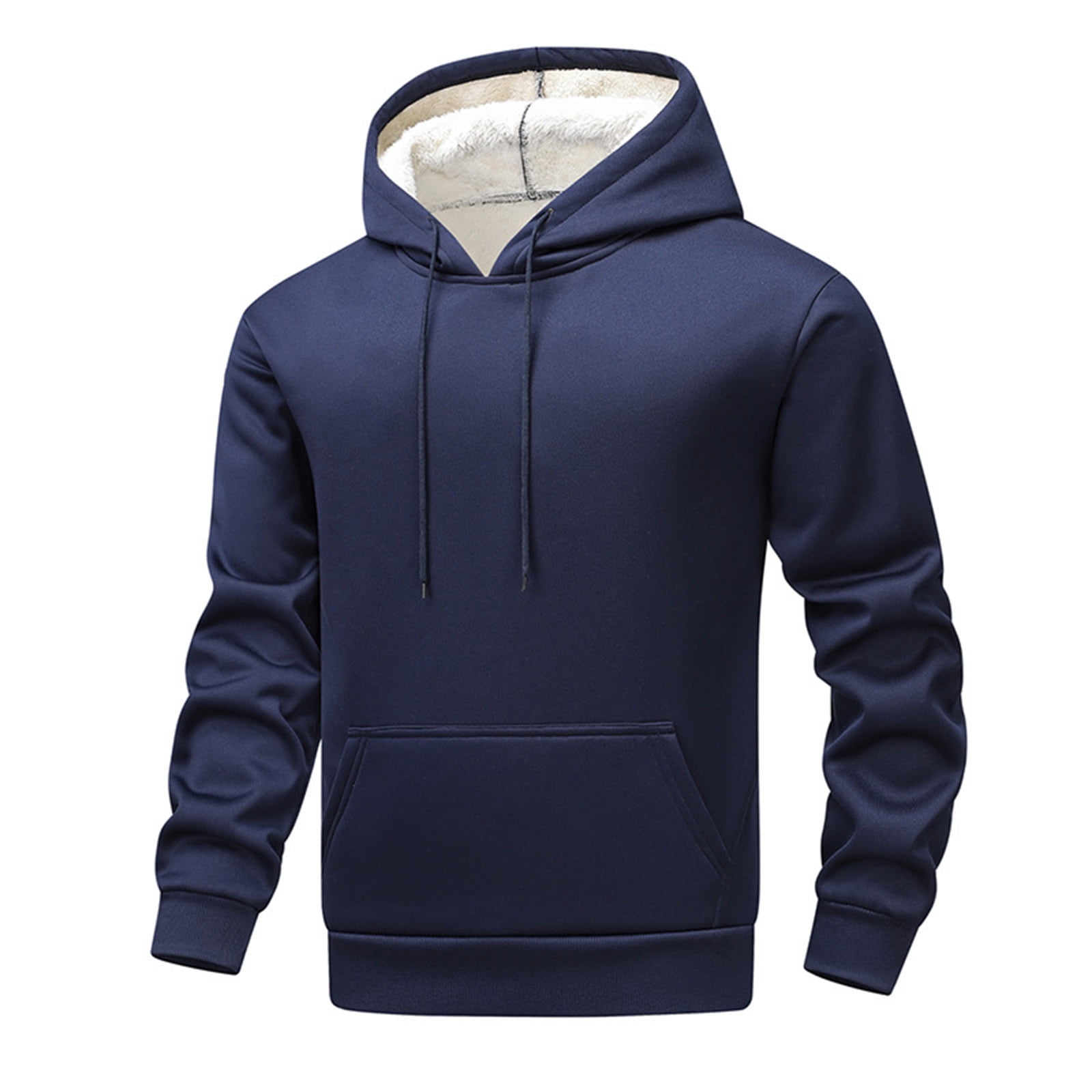 Aobny Hooded Shirts for Men Blue Fleece Hoodie Thermal Shirts Men ...