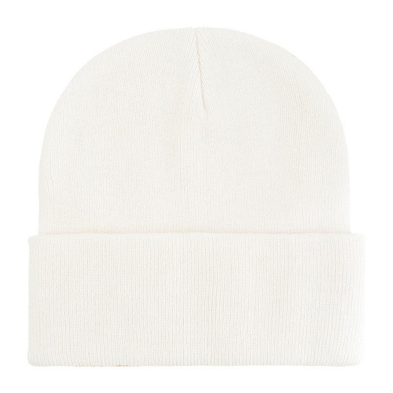 Aobny Knitted Fall Womens Hats White Warm Solid Fitted Beanie Fashion ...