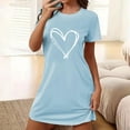 Aobny Love Heart Sleep Shirts for Women Plus Size Sleep Dresses Blue ...