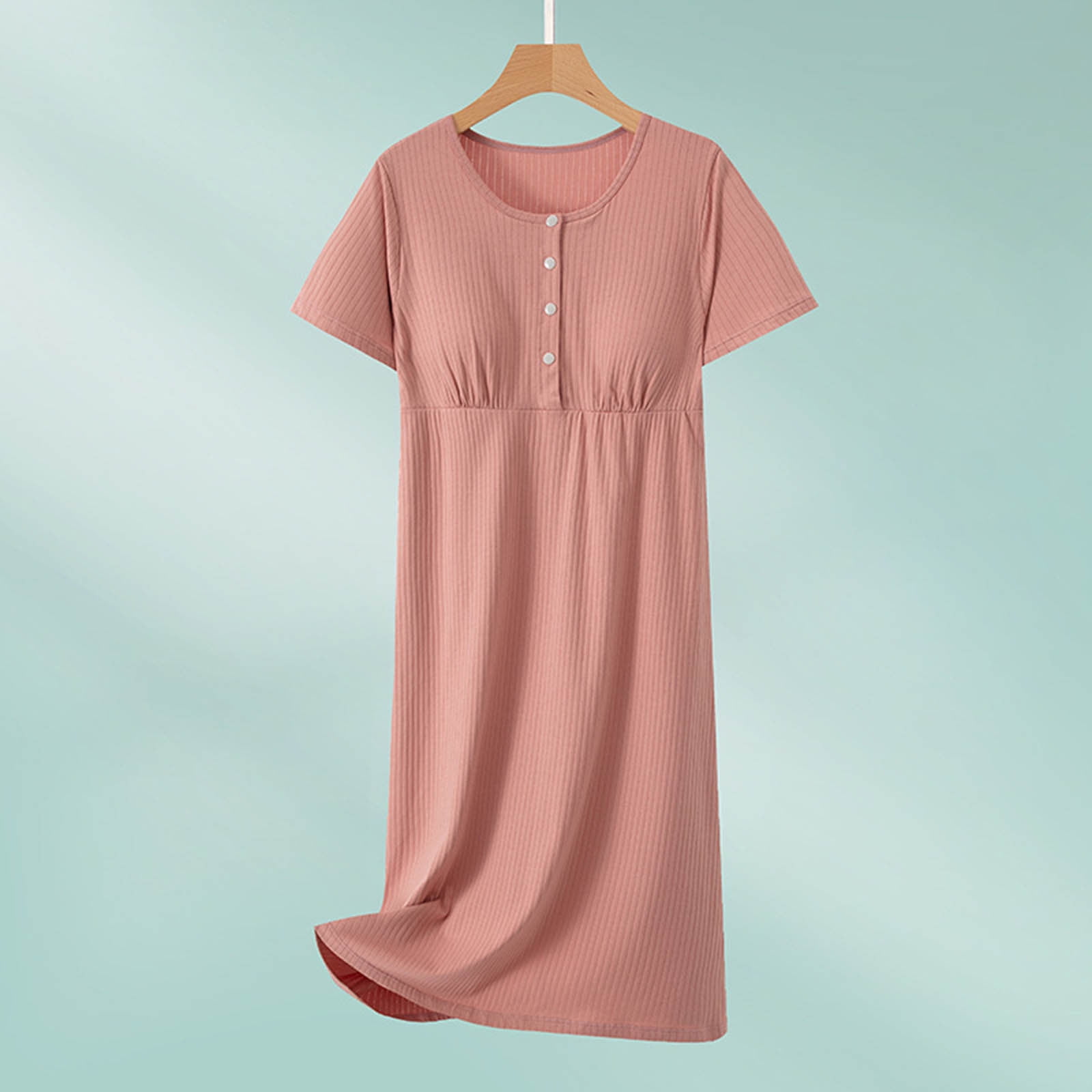 Aobny Matching Couples Pajamas Button-Down Red Women Cotton Chemise ...