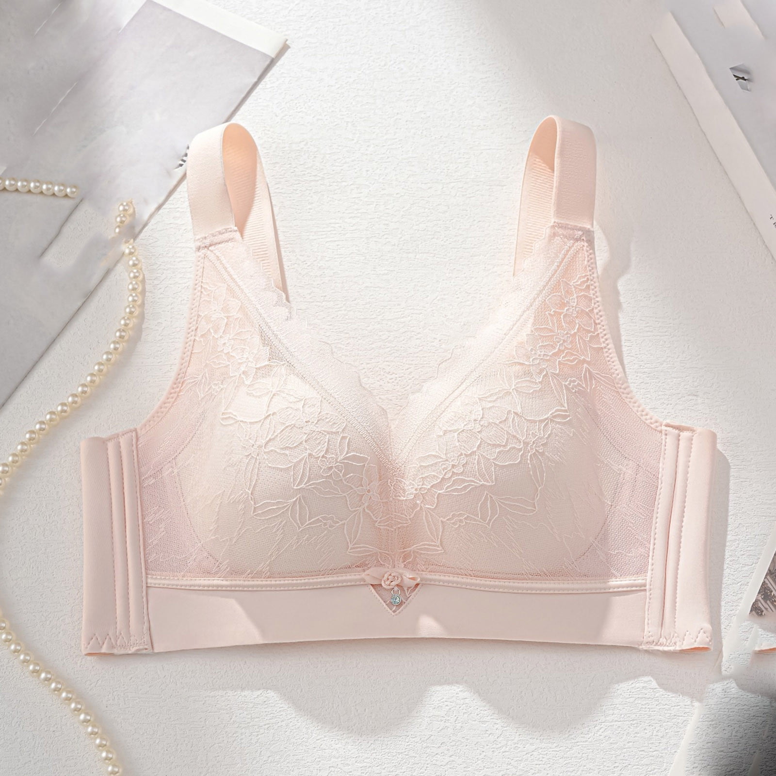 Aobny Minimizer Women's Bras Pink Lace Bralette 34-40 Nylon Seamless Bras,36 - Walmart.com