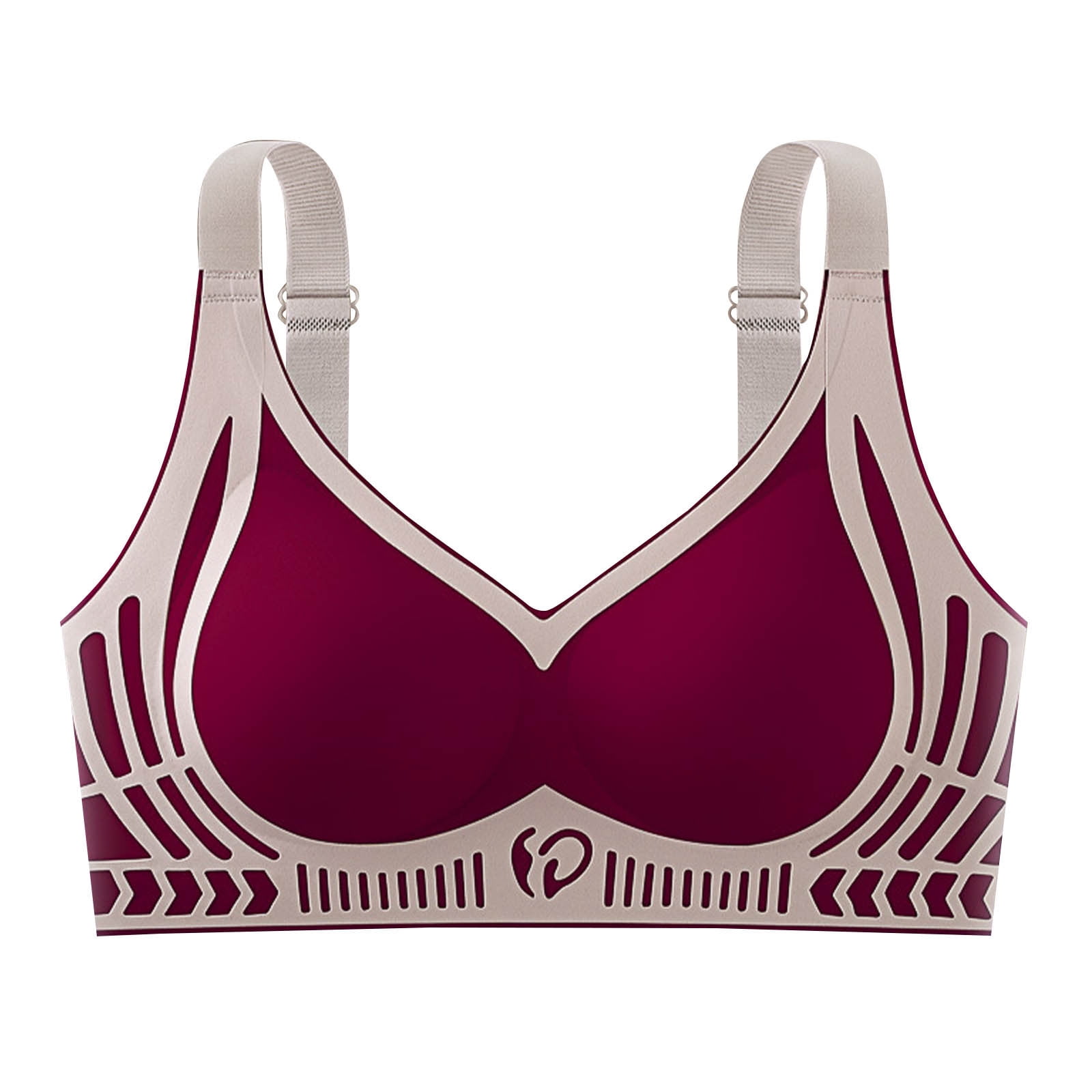 Aobny No Underwire Ladies Bras Sports Red T-Shirt Nylon M-XXL Women's ...