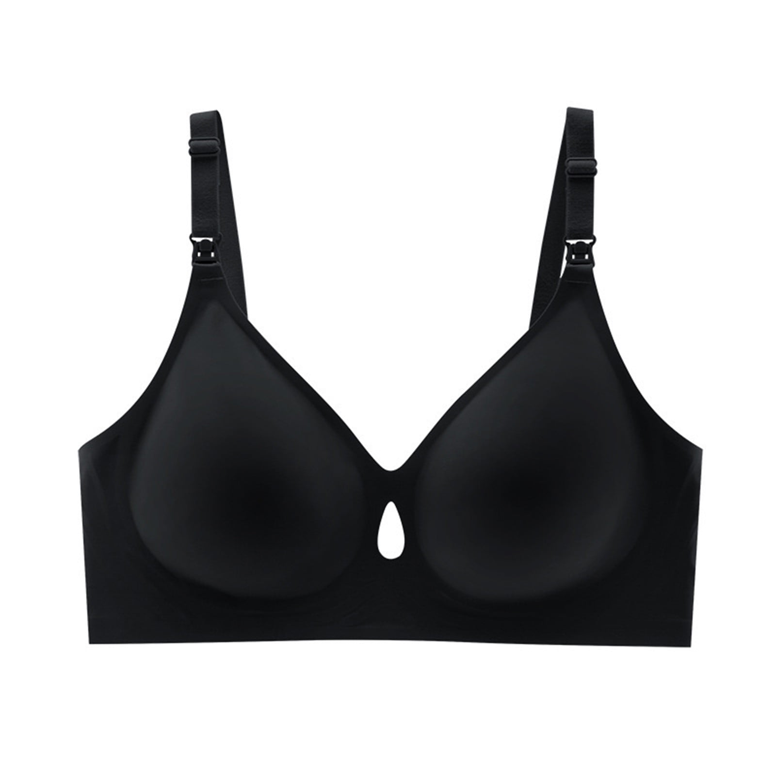 Aobny No Wire Comfy Womens Bras Black Minimizer Seamless Nylon T-Shirt ...