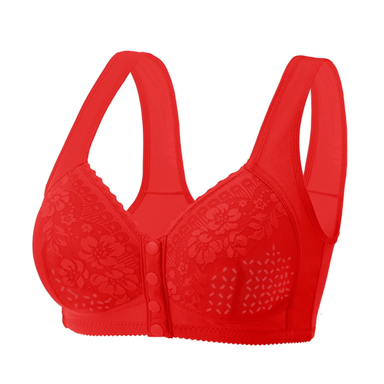 Aobny Nylon Soft Bras for Women's Plus Red Front Closure Underwear Lace ...