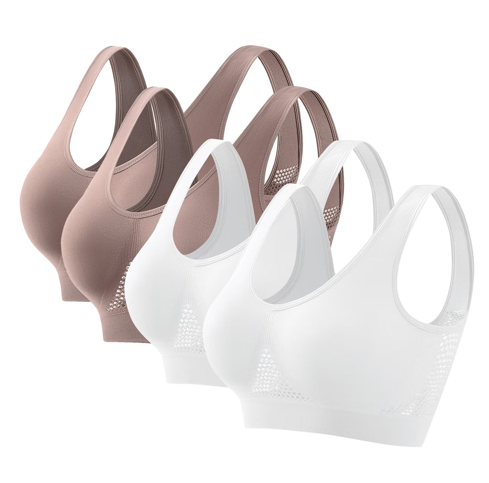 Aobny Nylon Soft Women's Plus Bras 4 Pack Sport Plus Size Full Coverage ...