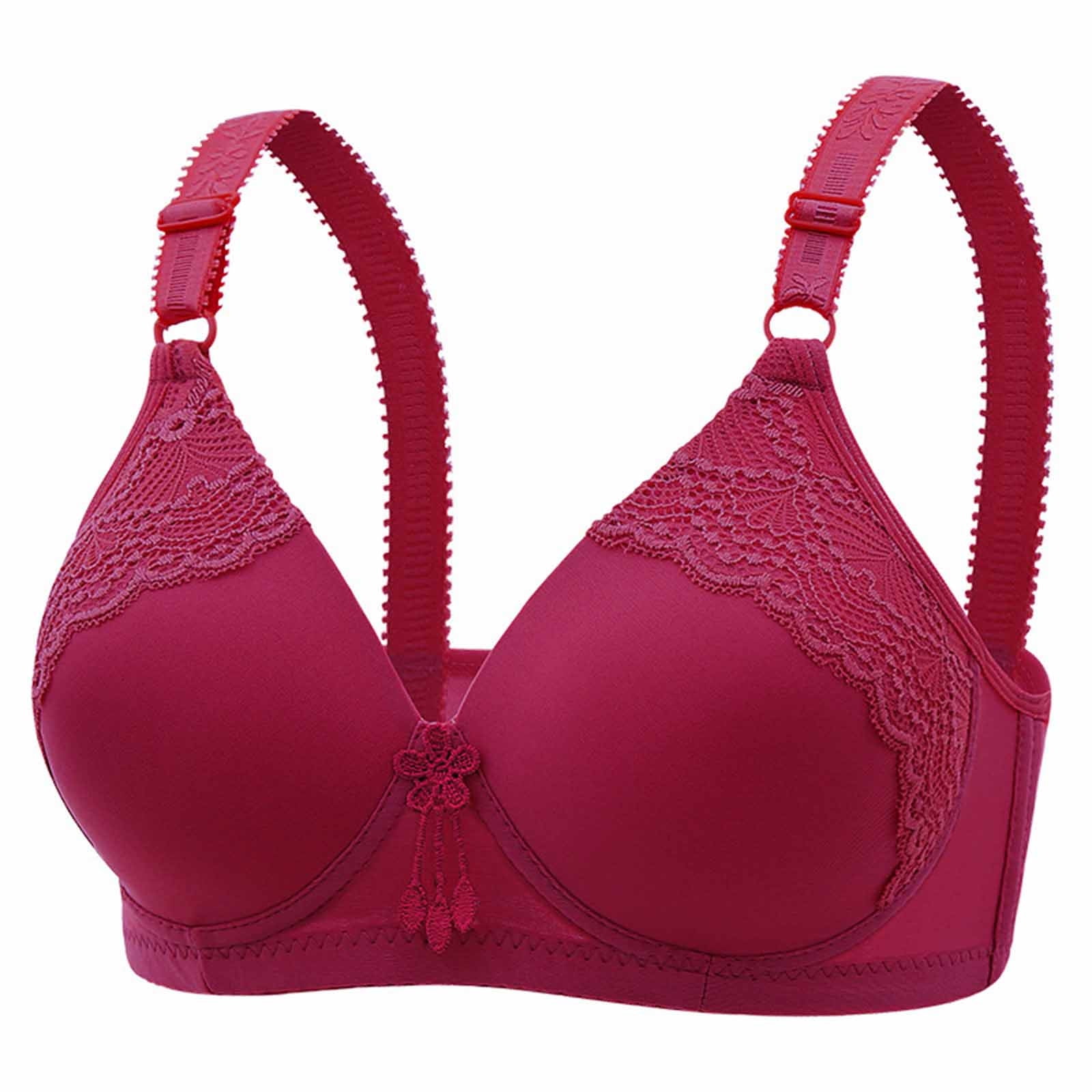 Aobny Nylon Supportive Bras for Women's Red Wireless Underwear Bralette ...