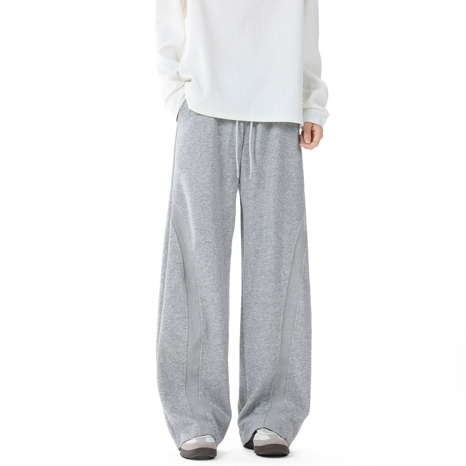 Aobny Open Bottom Men Pants Baggy Gray Pockets Joggers Long Gym Loose ...