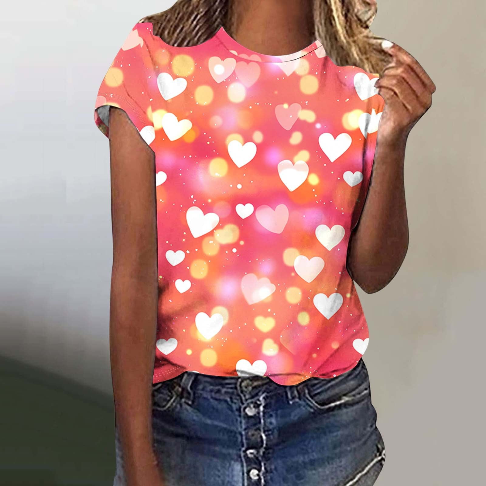 Aobny Oversized Women's Casual T-Shirt Fitted Tees Short Sleeve ...