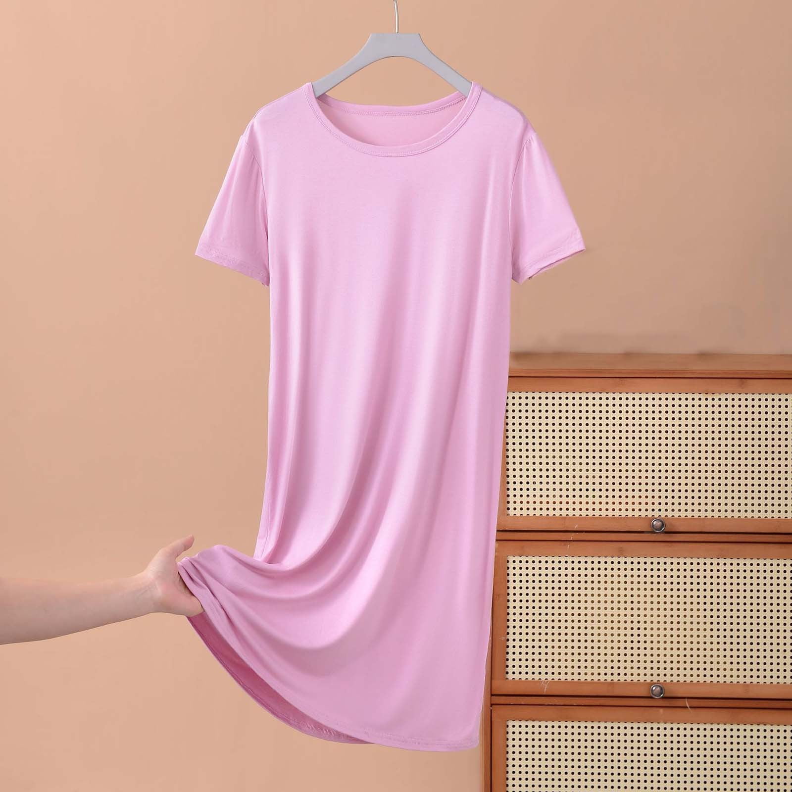 Aobny Plain Family Christmas Pajamas Pink Modal Women Nightwear Short ...