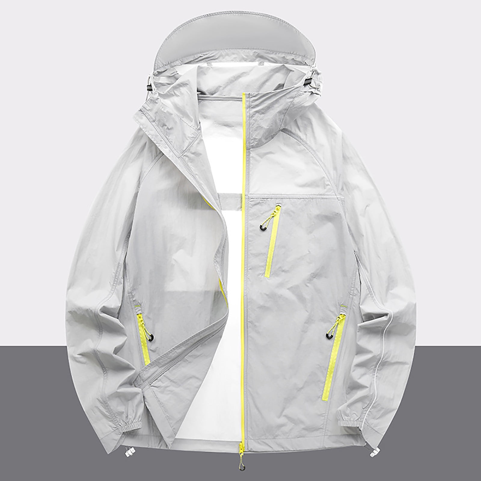 Aobny Plain Mens Shirts Waterproof Rain Jacket T-Shirts Hooded Long ...